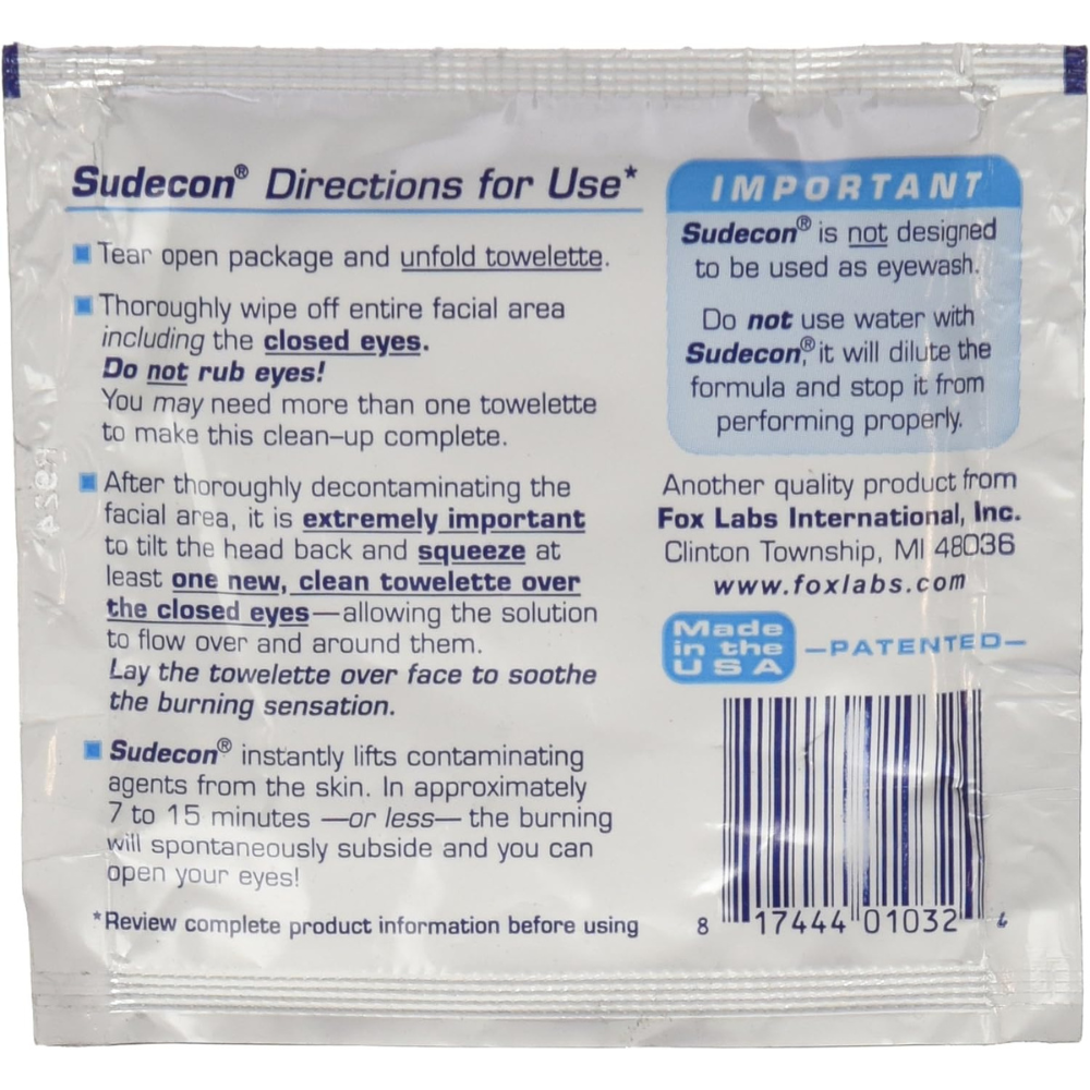 (12 ea.) Fox Labs, Sudecon - OC, CS, CN & Pepper Spray Decontamination ...
